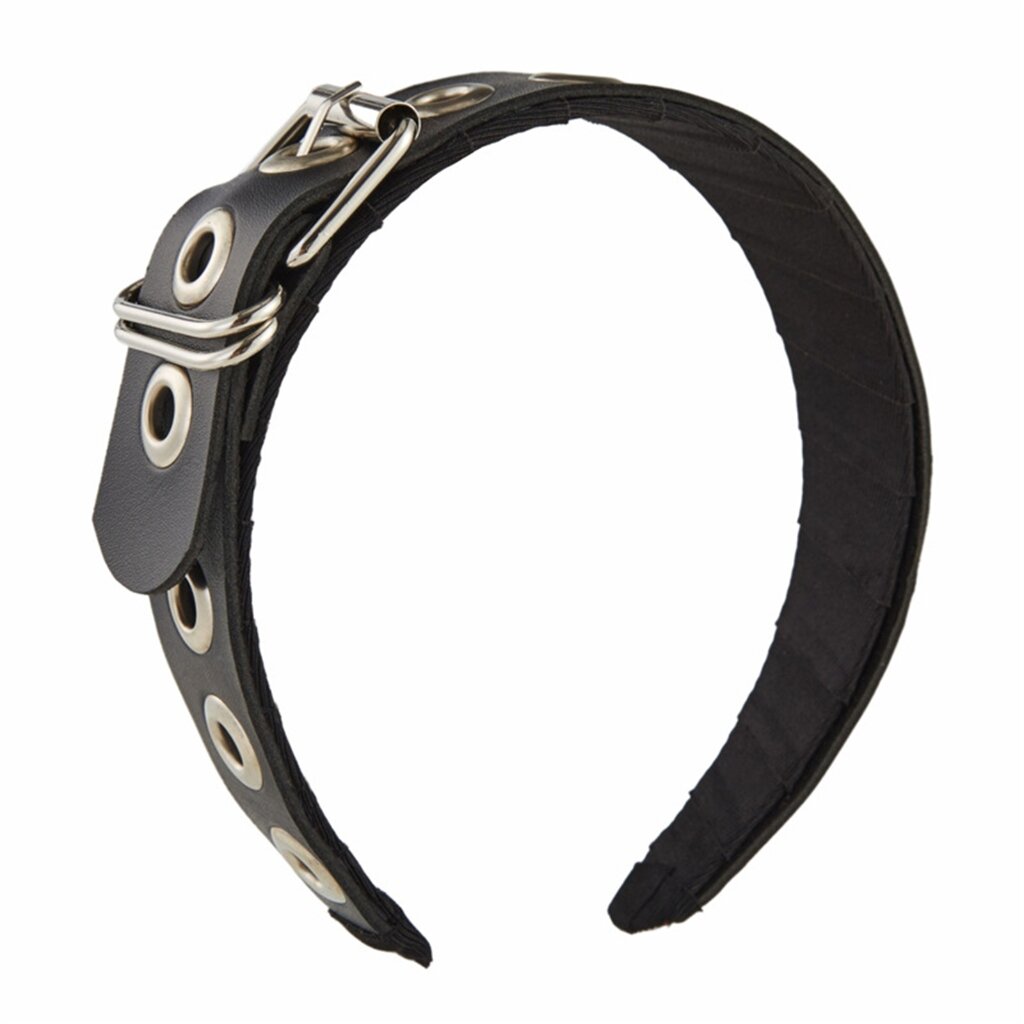 Rock Headband Punk Headband PU Leather Headband Gothic Leather Buckle Headband