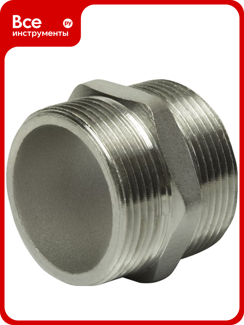 Ниппель VRT 1 1/2, наружная/наружная, никель 1900-004040, никелированная латунь, наружное соединение