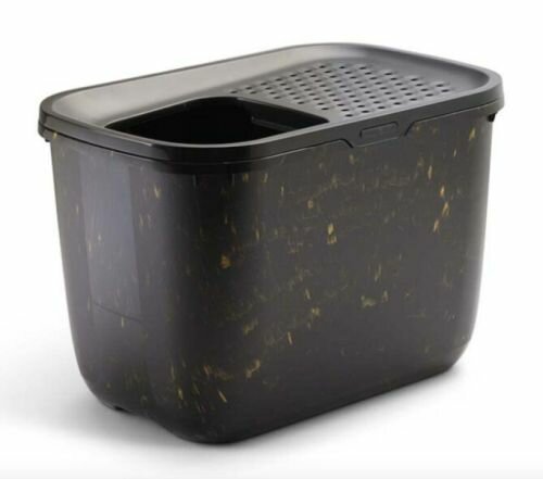 Savic Туалет для кошек Hop in Marble с верхним входом, 58.5 х 39 х 39.5 см, цвет мрамор черное золото/