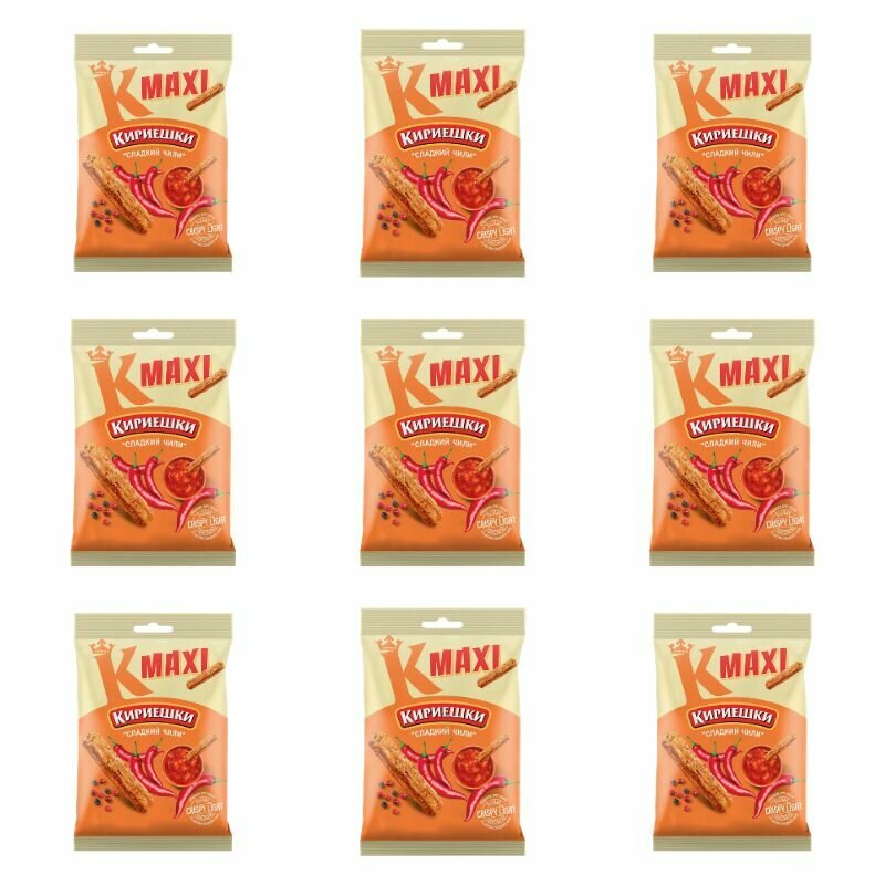 Кириешки сухарики Maxi, сладкий чили, 60 г, 9 упаковок