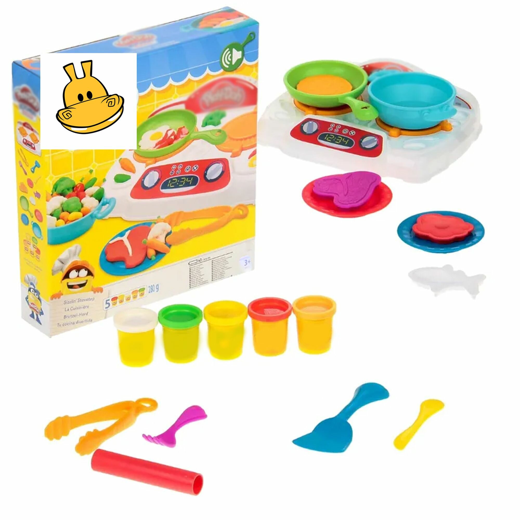 Игровой набор Кухонная плита со звуком и пластилином плей до