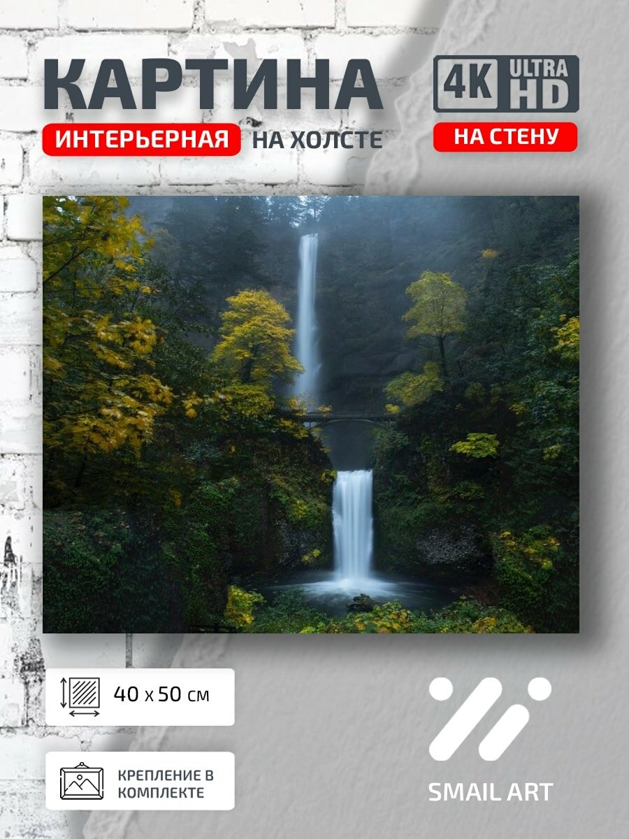 Картина на холсте интерьерная 40 на 50 на стену Фолс Орегон для кафе пейзаж