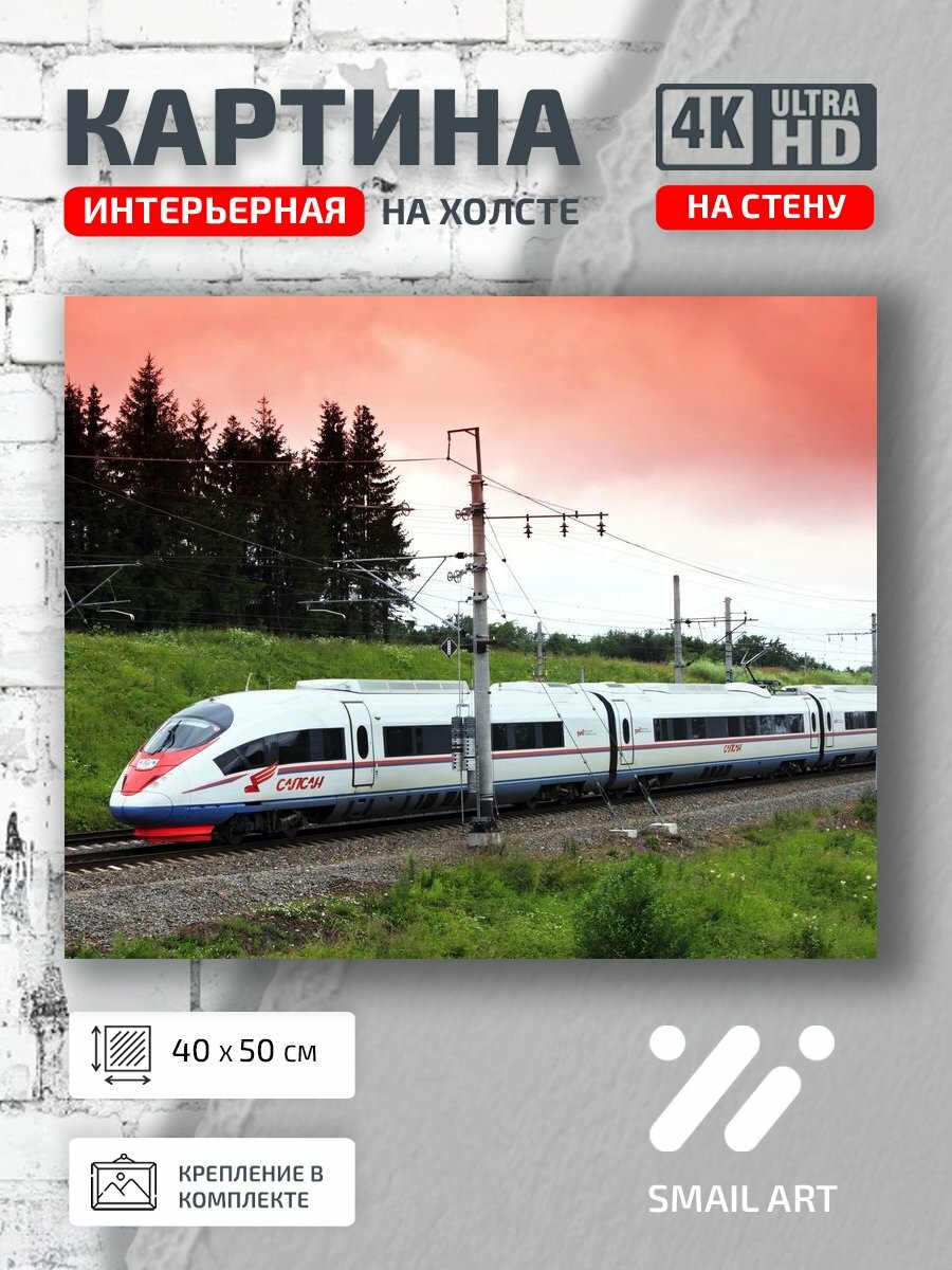 Картина на холсте интерьерная 40 на 50 на стену Поезд Mood для кабинета атмосфера интерьер