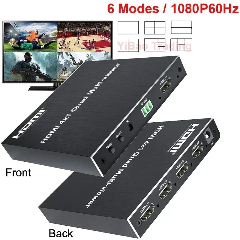 1080p 4x1 HDMI Quad Multi-viewer 4 в 1 разветвитель сегментации экрана бесшовный переключатель мультипликатор 4-канальный видеомультиплексор