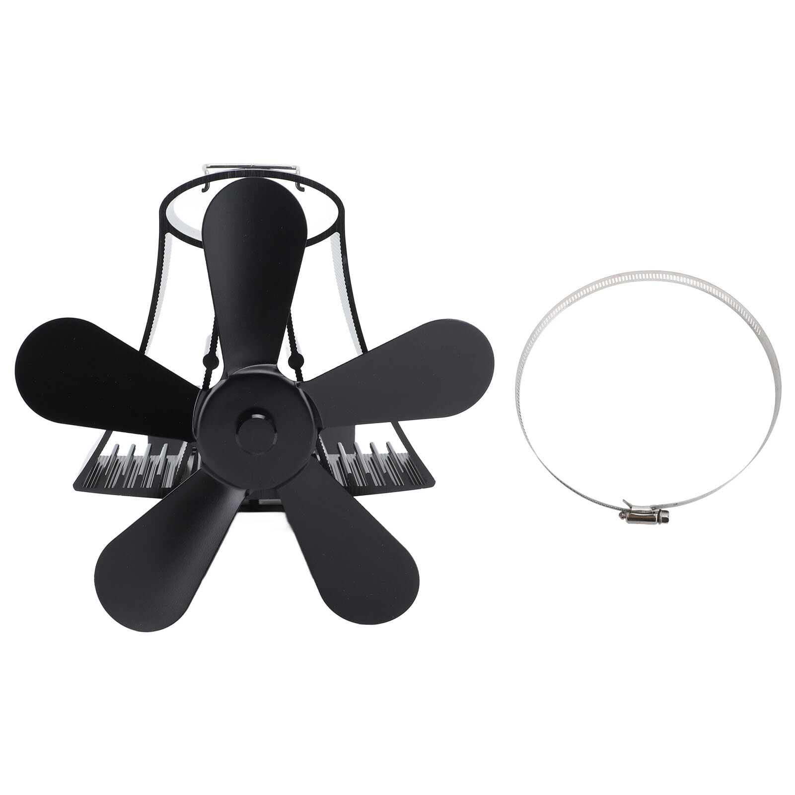 Магнитный настенный вентилятор для камина, бесшумный, с 5 лопастями, для дровяной печи, с подогревом, черный