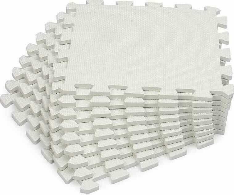 Детский коврик-пазл WellMat (Meitoku) "Белый" 30x30x1 см (8 шт.) с окантовкой игровой развивающий для ползания