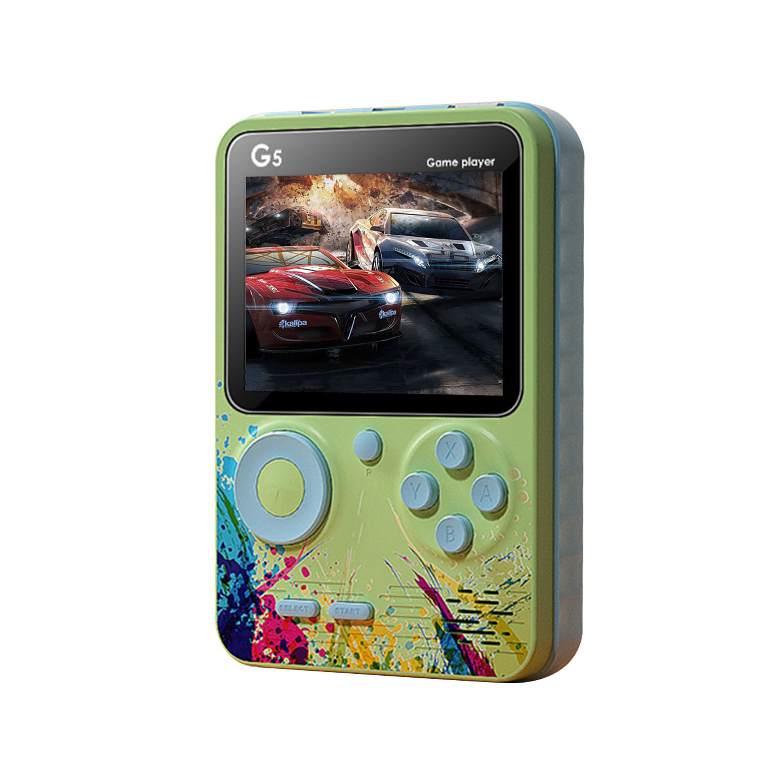 Игровая консоль портативная G5 с экраном 3.0 дюйма полноцветным, встроенными 500 ретро-играми, батареей 1000mAh перезаряжаемой, материалом ABS, портами 3.5mm для наушников и зарядки, опциональными цветами Розовый синий, Зеленый синий, Голубой серый,