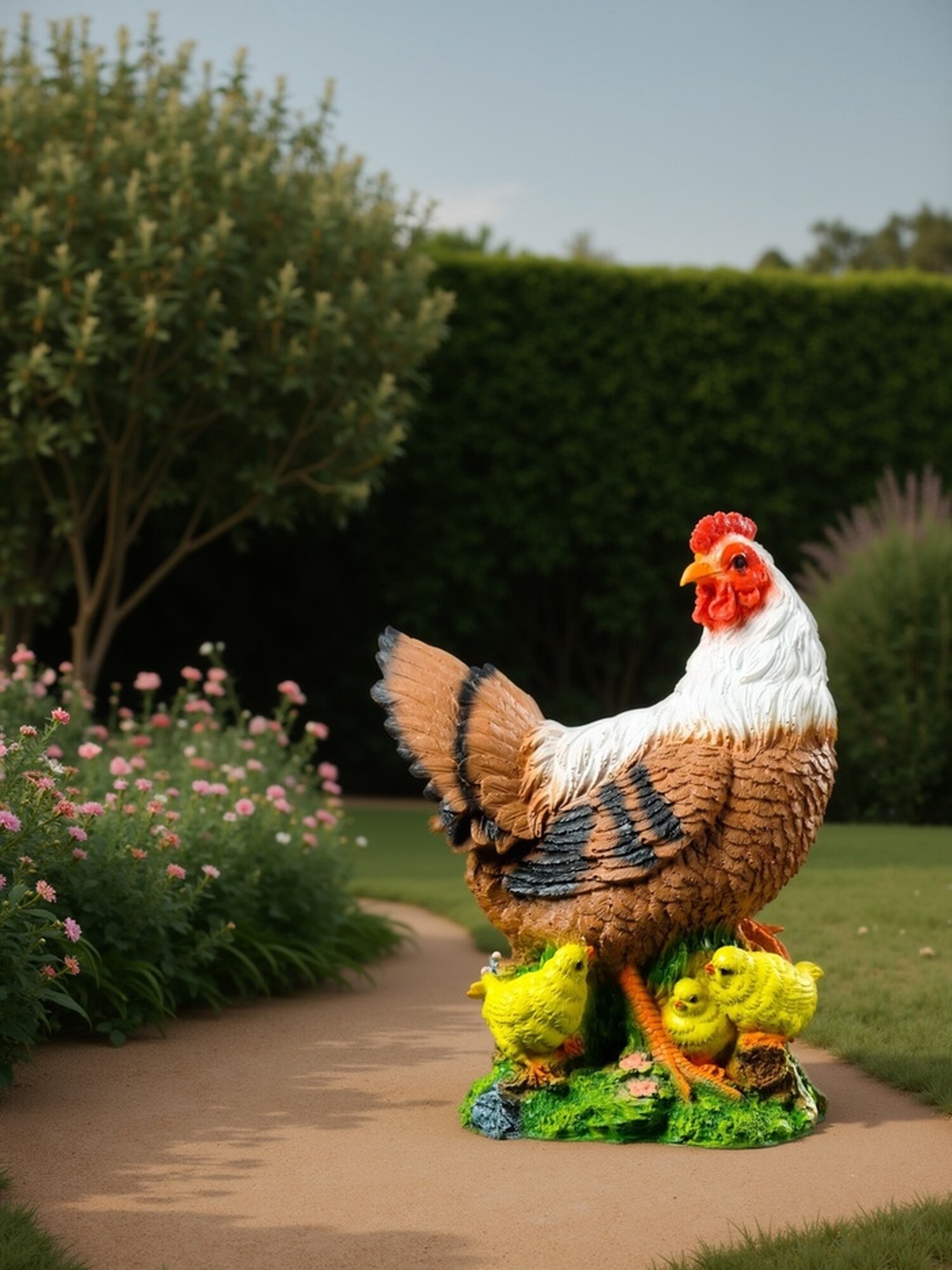 Садовая фигура Хорошие сувениры "Курица с цыплятами", большая, 30х17х42 см