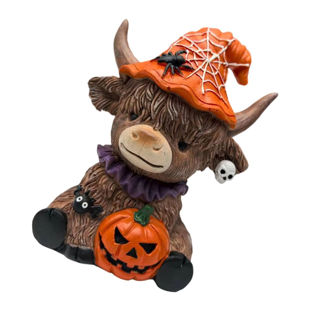 Статуя коровы с черепом и тыквой, декор для стола, Хэллоуин