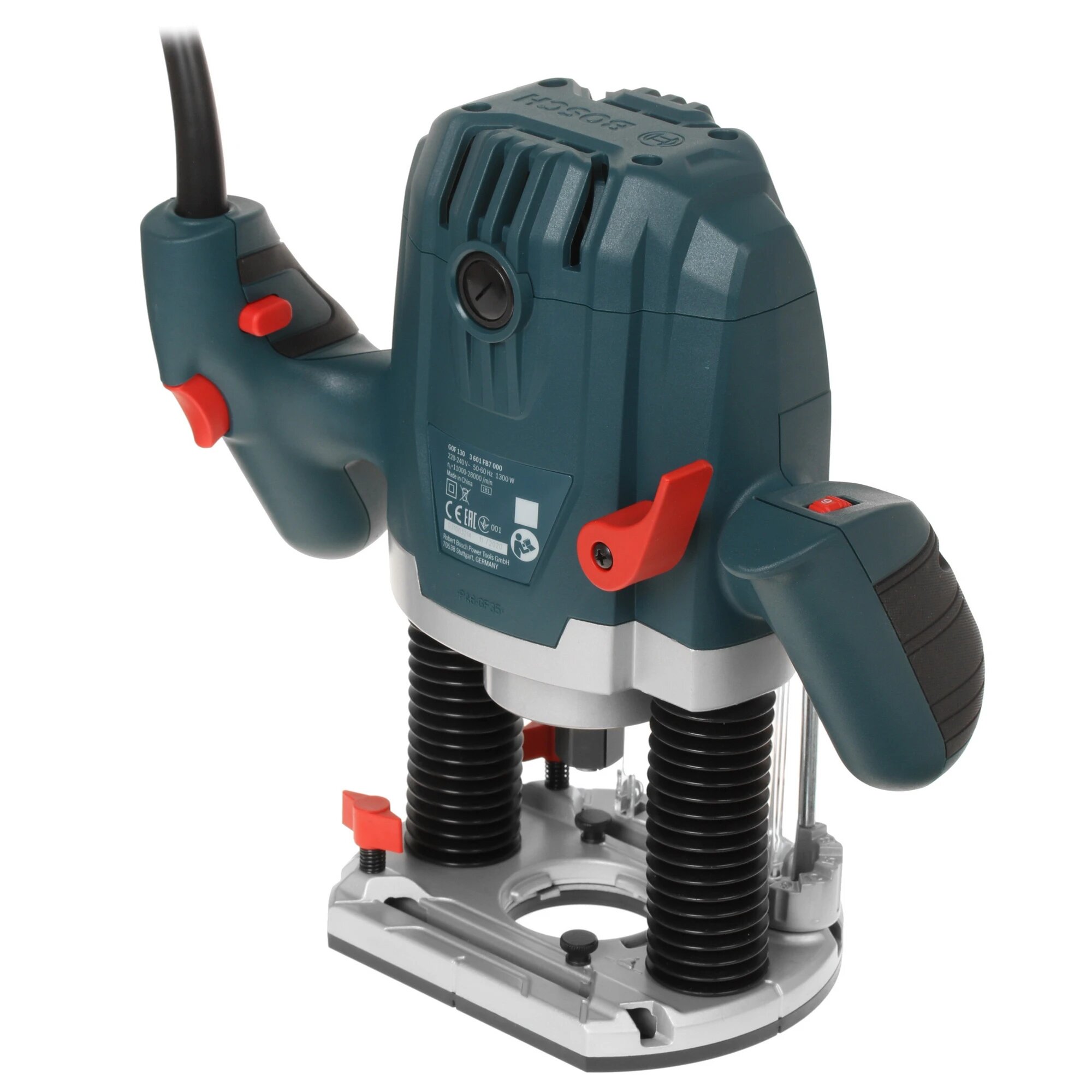 Фрезерная машина Bosch GOF 130, 1300 Вт, 28 000 об/мин, цанга 8 и 6 мм, плавный пуск, синий