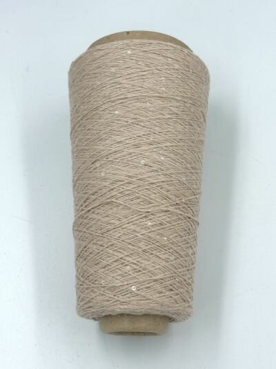 Пряжа 2мм на хлопке (микропайетки) 2-052-1 серо-бежевые с прозрачными пайетками С13ж (200г)