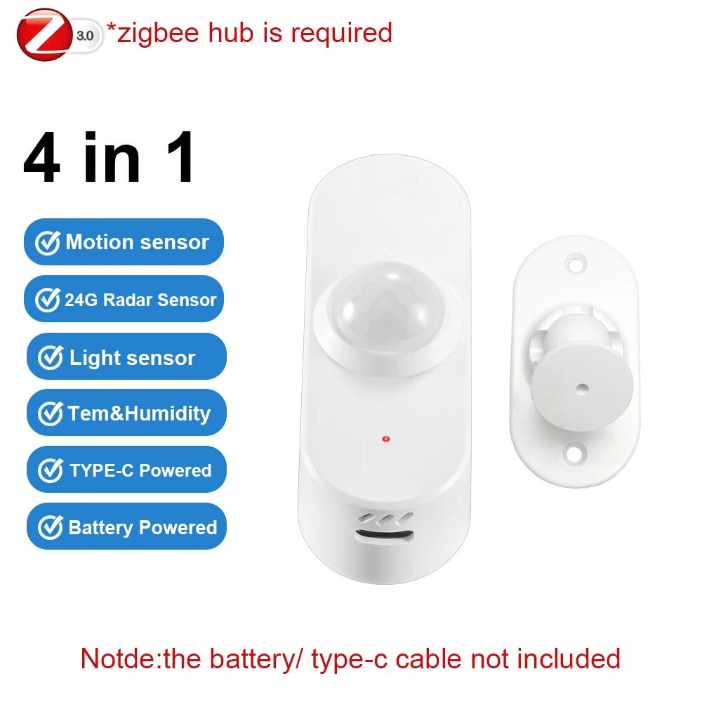 Haozee 24G Zigbee датчик присутствия Presence 4in1