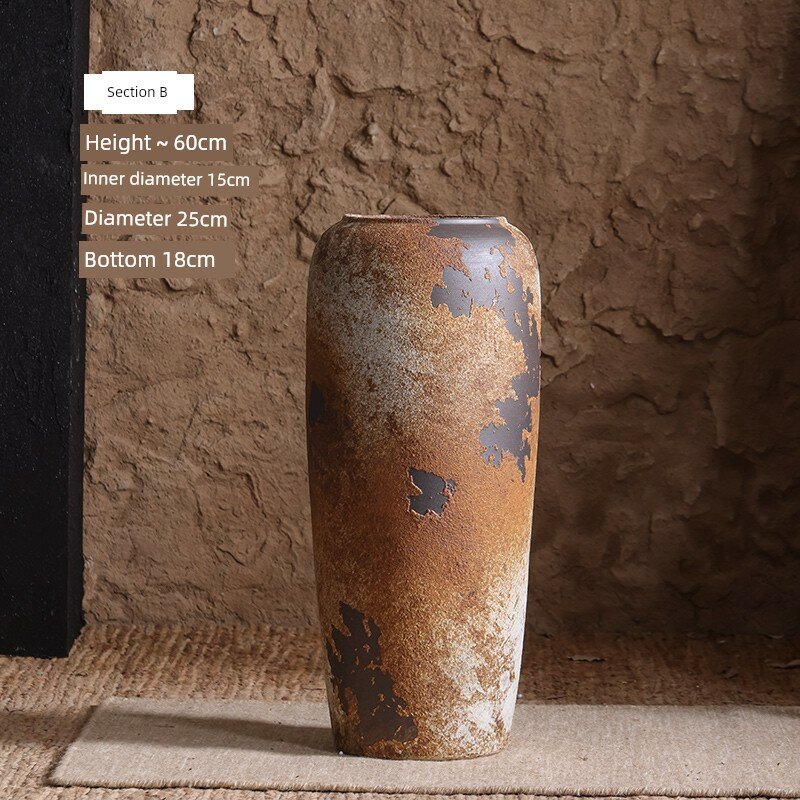 Напольная большая ваза, керамические украшения, китайские ретро-глиняные горшки, украшения для гостиной, отеля,