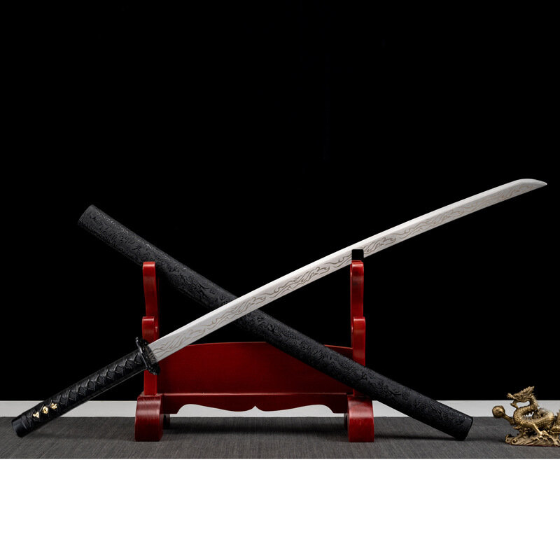 Меч Лунцюань в японском стиле, холодное оружие, высокопроизводительный меч из марганцевой стали, цельнокованый тренировочный меч, самооборона, коллекционный орнамент, не заточенный