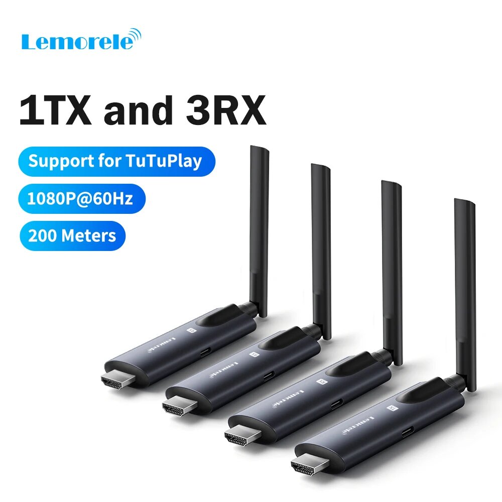 Lemorele 1TX и 3RX беспроводной HDMI-передатчик/приемник