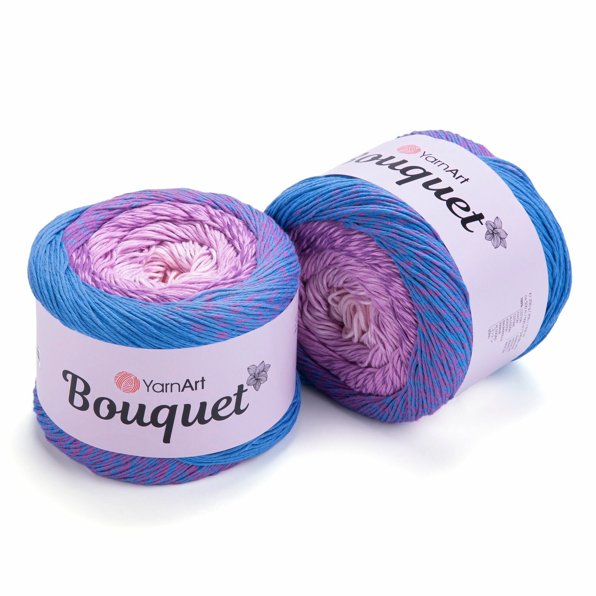 Пряжа YarArt Bouquet 726 (1 моток 250г/500м) голубой/сирень/астра