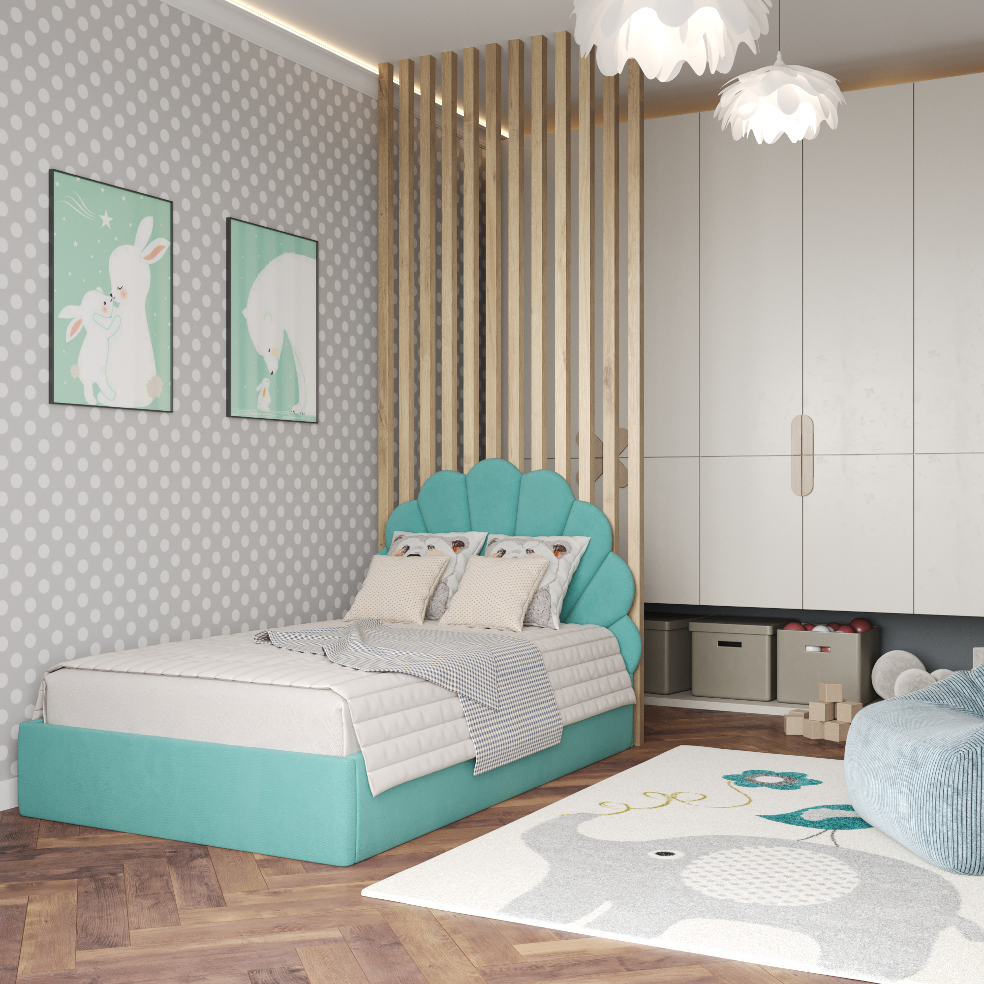 Кровать "Ракушка", двуспальная, подъёмный механизм, велюр премиум , ортопедический каркас