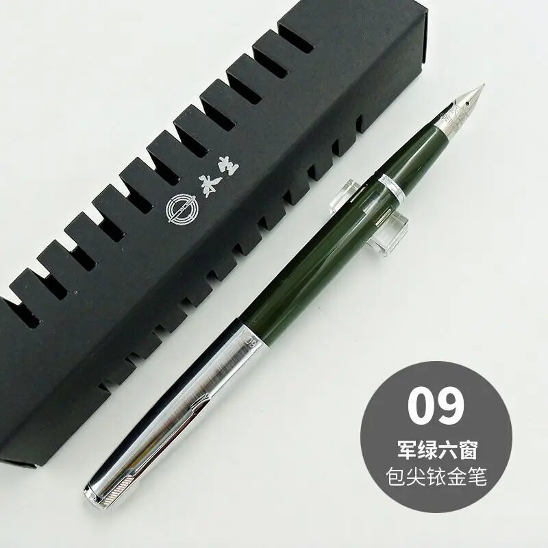 Wingsung 601A перьевая ручка с иридиевым пером Черный, M 0.7mm, Темно-зеленый, Dark green