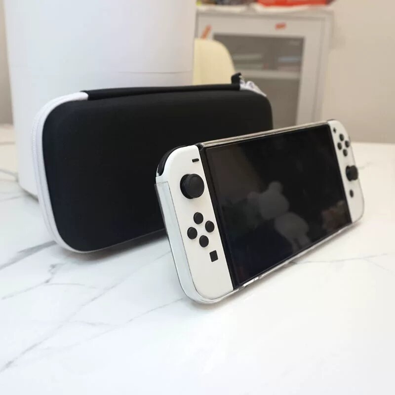 Нейлоновый мешок с протектором для Nintendo Switch OLED, прозрачный кристаллический финиш и стекло