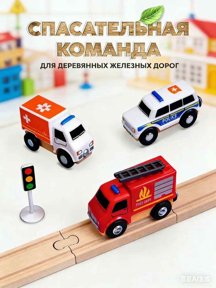 Набор машинок для деревянной железной дороги с магнитным креплением, совместимы с икеа и брио