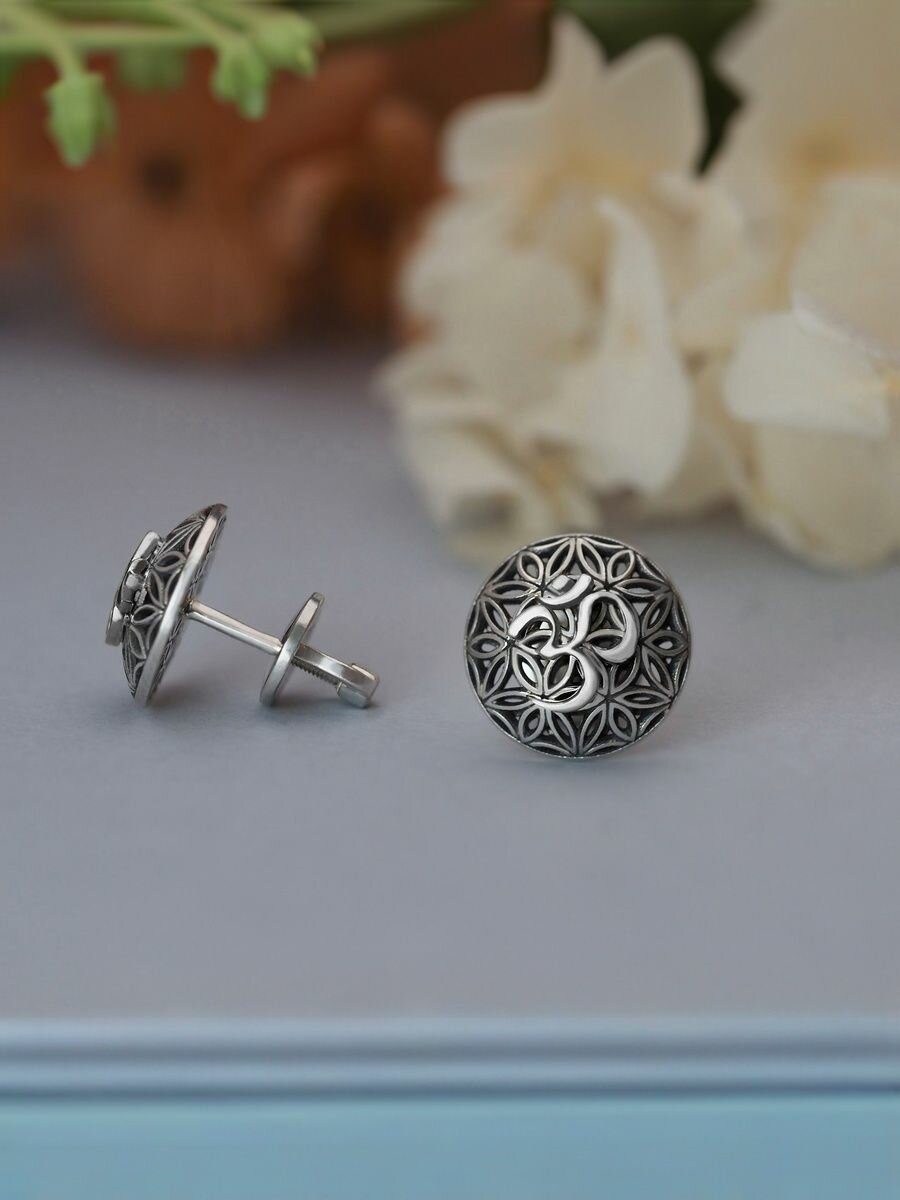 Серьги пусеты BARTE, серебро, 925 проба, оксидирование