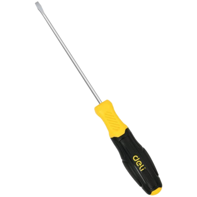DL6361501N Deli Шлицевая отвертка Deli DL6361501N 6х150мм сталь Cr-V, двухкомпонентная прорезиненная рукоять — фото 1