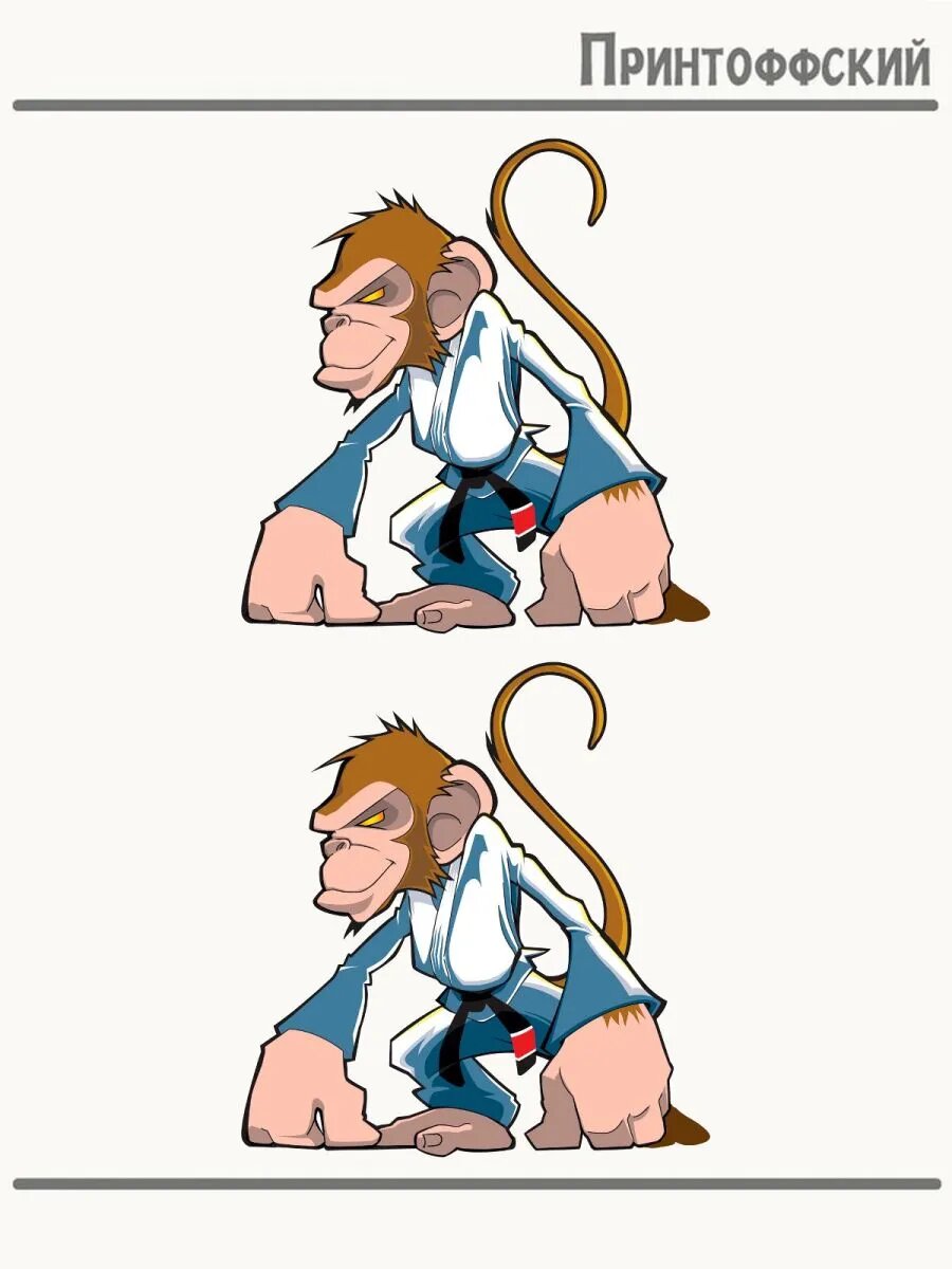 2-е (Две) Термонаклейки карате обезьяна kung fu monkey
