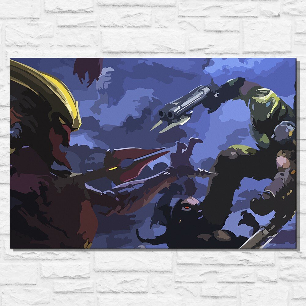Картина по номерам на холсте игра DOOM Eternal (дум, инопланетяне, апокалипсис) - 14049 Г 40х60