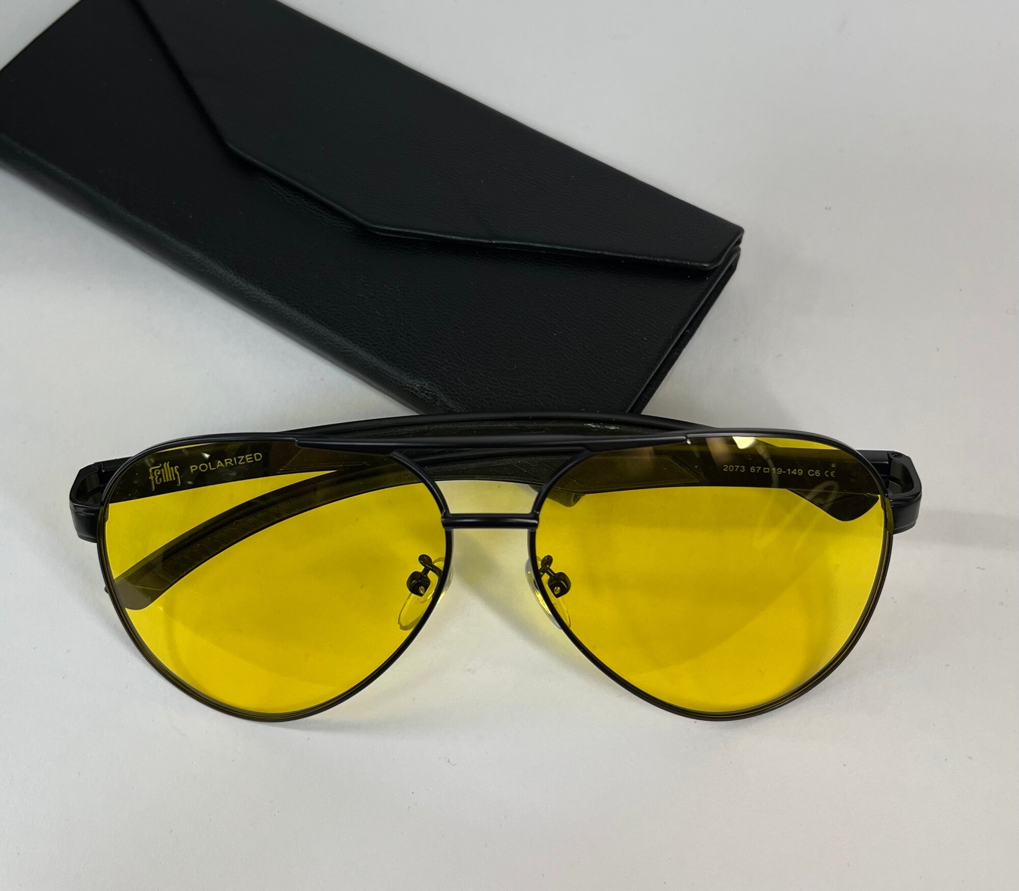 Очки антифары авиаторы, очки для водителя жёлтого цвета, 100% защита от УФ, жесткий футляр и мешок для переноски очков в комплекте лучей