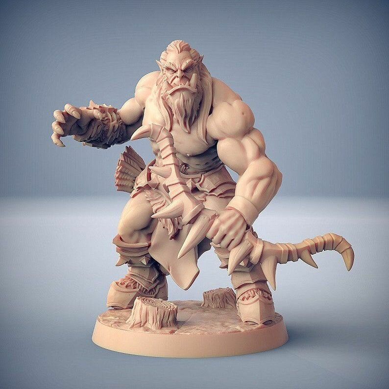 Орк Охотник, Полуорк (класс: Воин, Файтер) миниатюра для DnD (ДнД), Pathfinder и других Настольных игр (НРИ, Варгеймов или РПГ), фентези тематика