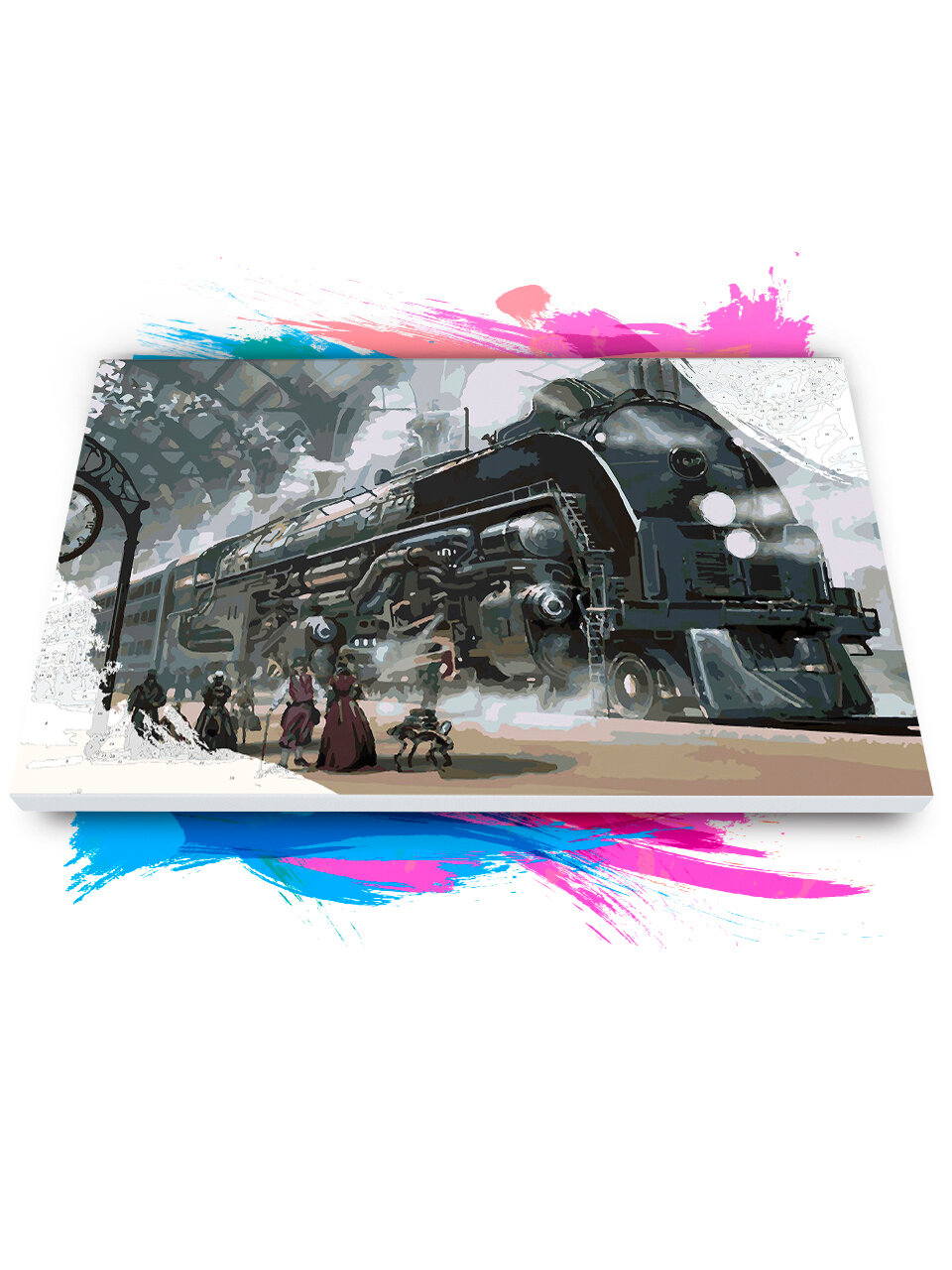 Картина по номерам на холсте Поезд на вокзале, 40 х 60 см