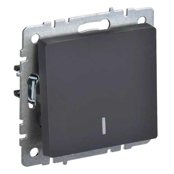 Выключатель встраиваемый одноклавишный с подсветкой IEK BRITE BR-V10-1-10-K53 ВС10-1-1-БрГ графит