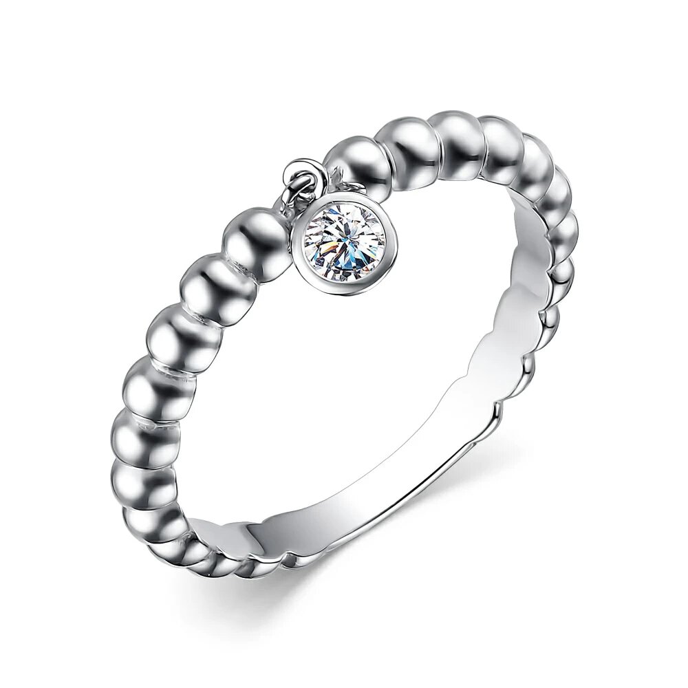 Кольцо тонкое АЛЬКОР, серебро, 925 проба, фианит