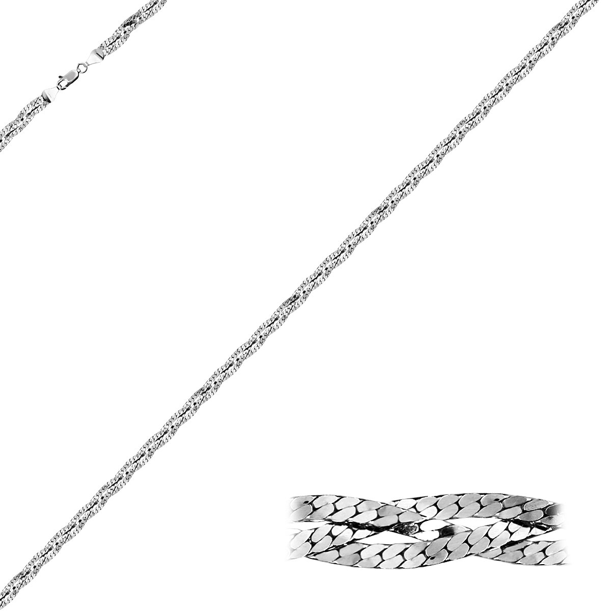 Цепь серебро, 925 проба, родирование