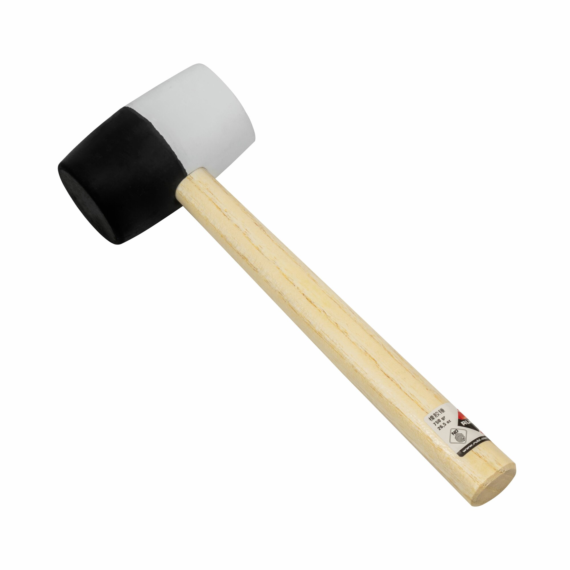 Киянка RUBI 66960, с деревянной ручкой, круглая, резиновая, 750г