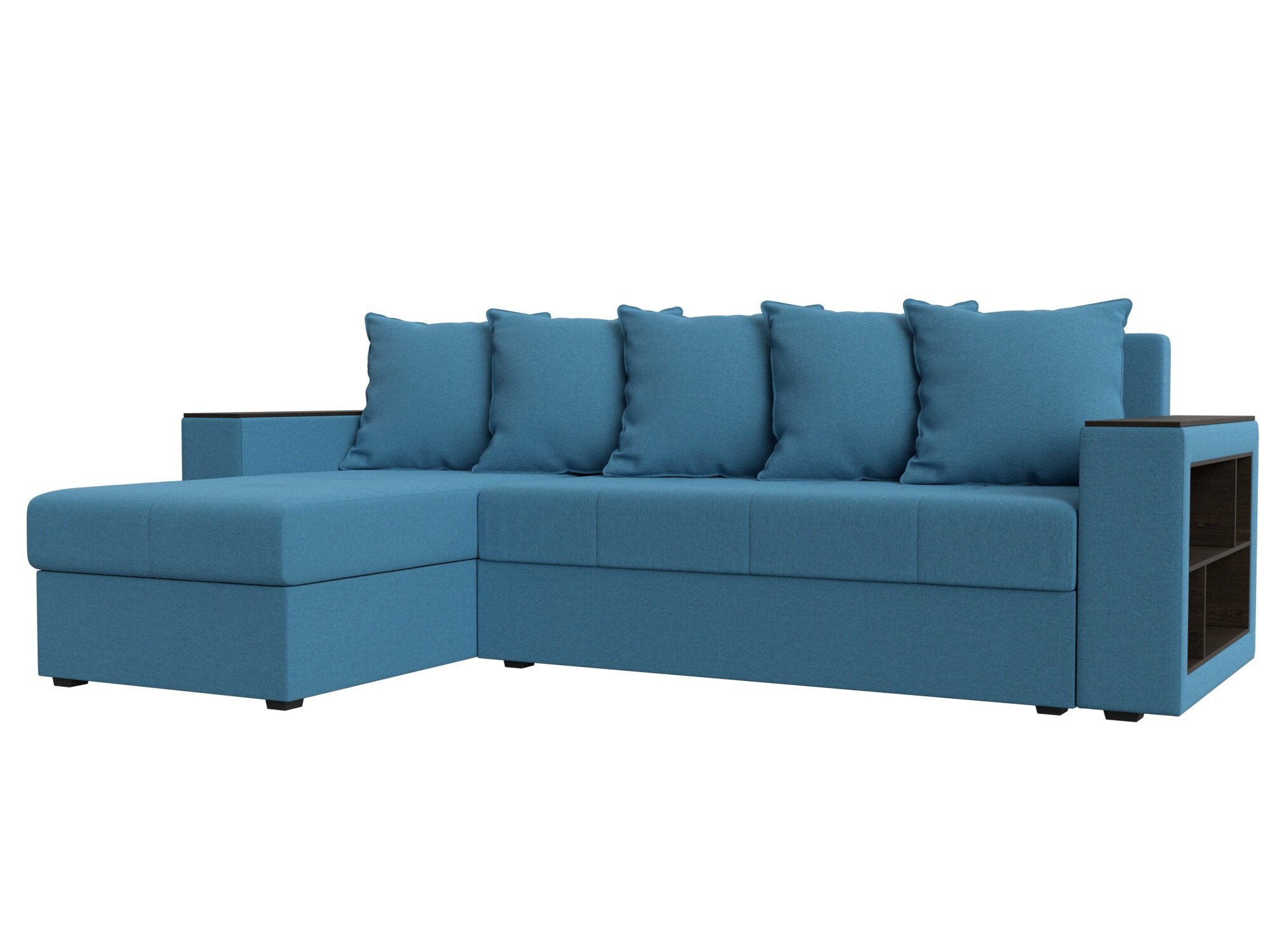 Диван угловой Дубай Лайт левый угол, рогожка Амур голубой