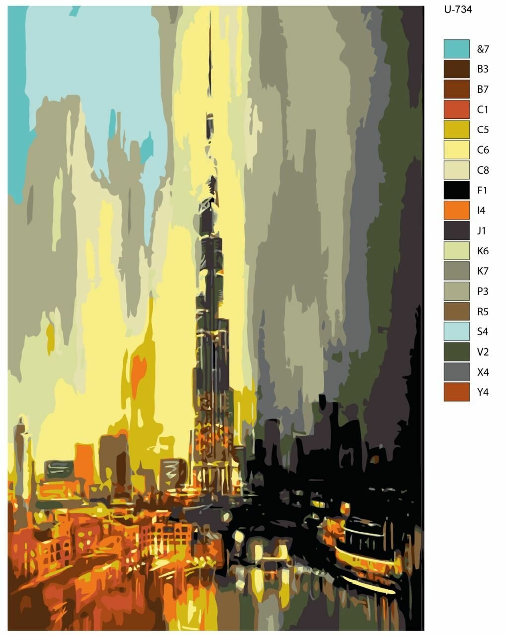 Картина по номерам U-734 "Дубай. Башня Бурдж-Халифа" 60x90 см
