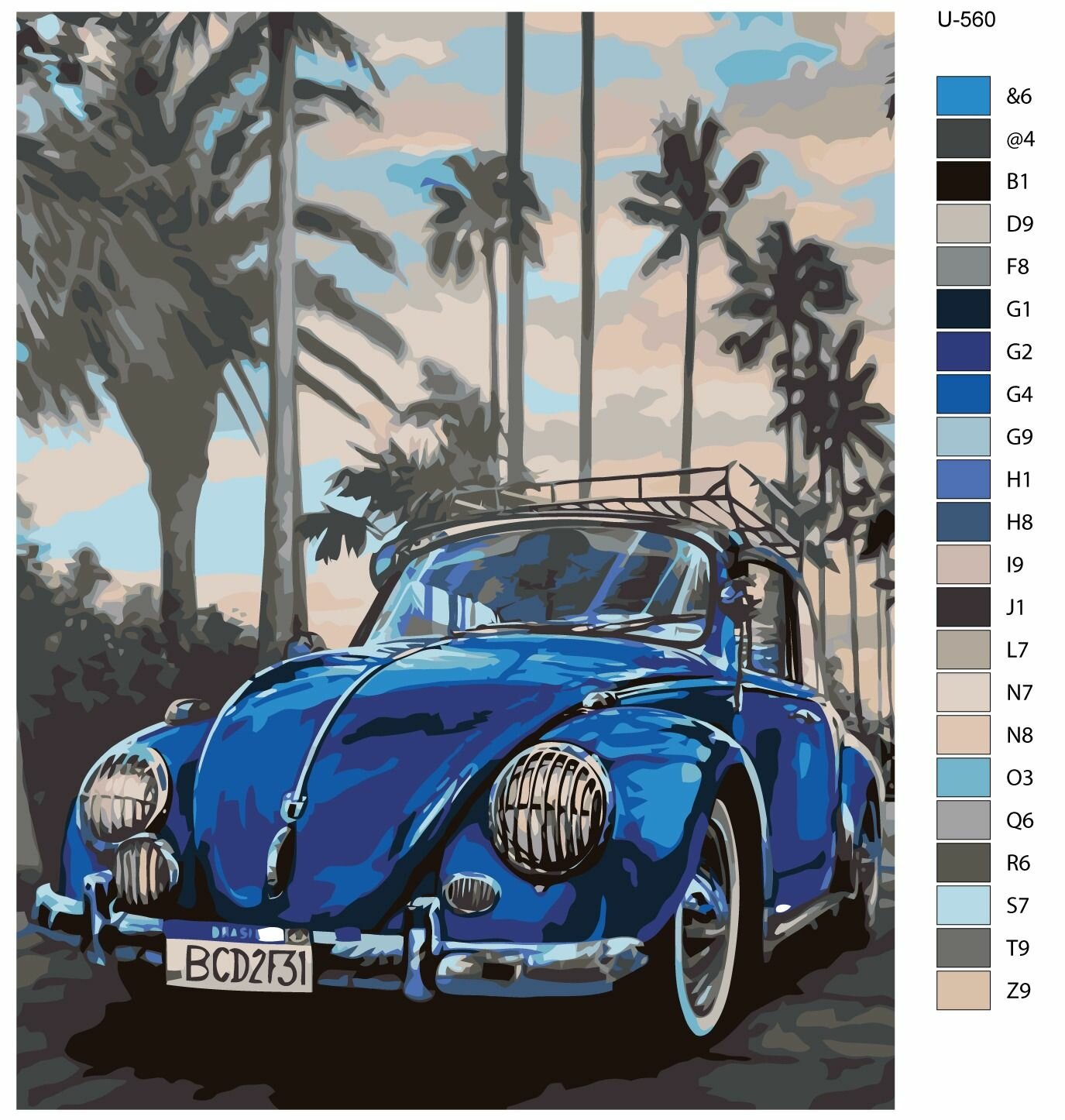 Картина по номерам U-560 "Арт Тачки. Фольцваген Жук" 70x90 см