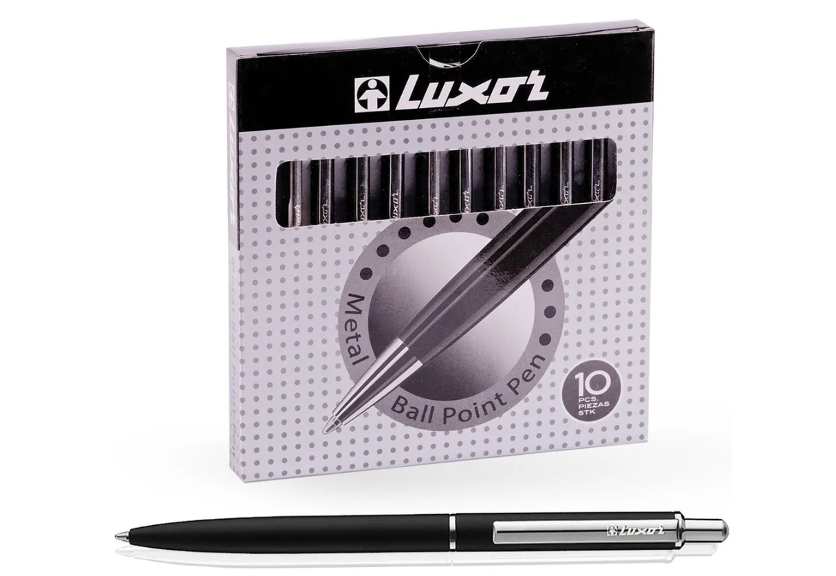 Набор шариковых ручек Luxor "Cosmic", кнопочный механизм подачи, синий, 10шт