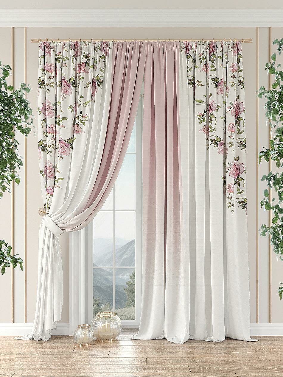 Комплекты штор AT HOME Френиса высота 280 см, ширина 220 см, крепление - шторная лента,