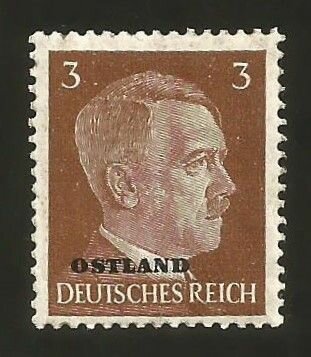 Почтовая марка Германия 3-й Рейх ном. 3 рейхспфеннигов. Оккупация. Надпечатка OSTLAND. 1943 г.