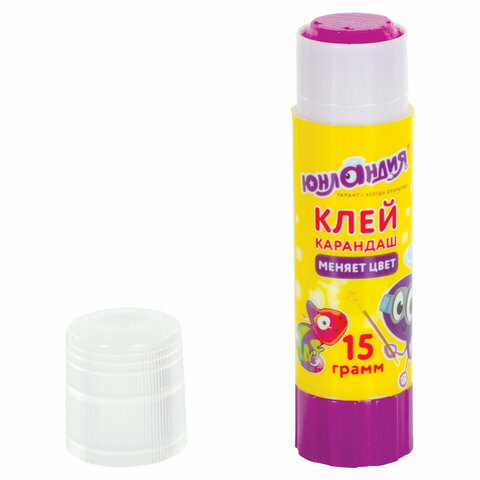 Клей-карандаш цветной юнландия "юнландик И хамелеон", 15 г, обесцвечивающийся после высыхания, 227614