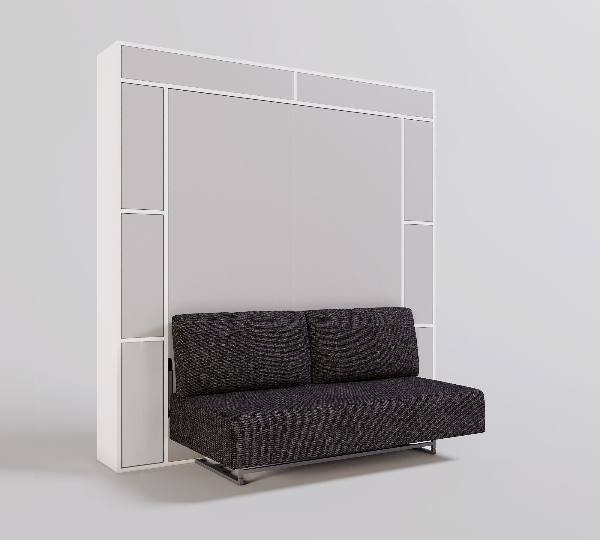 Шкаф кровать-трансформер с диваном Летто Пуф 1400 Форма с расширенными полками Тренд