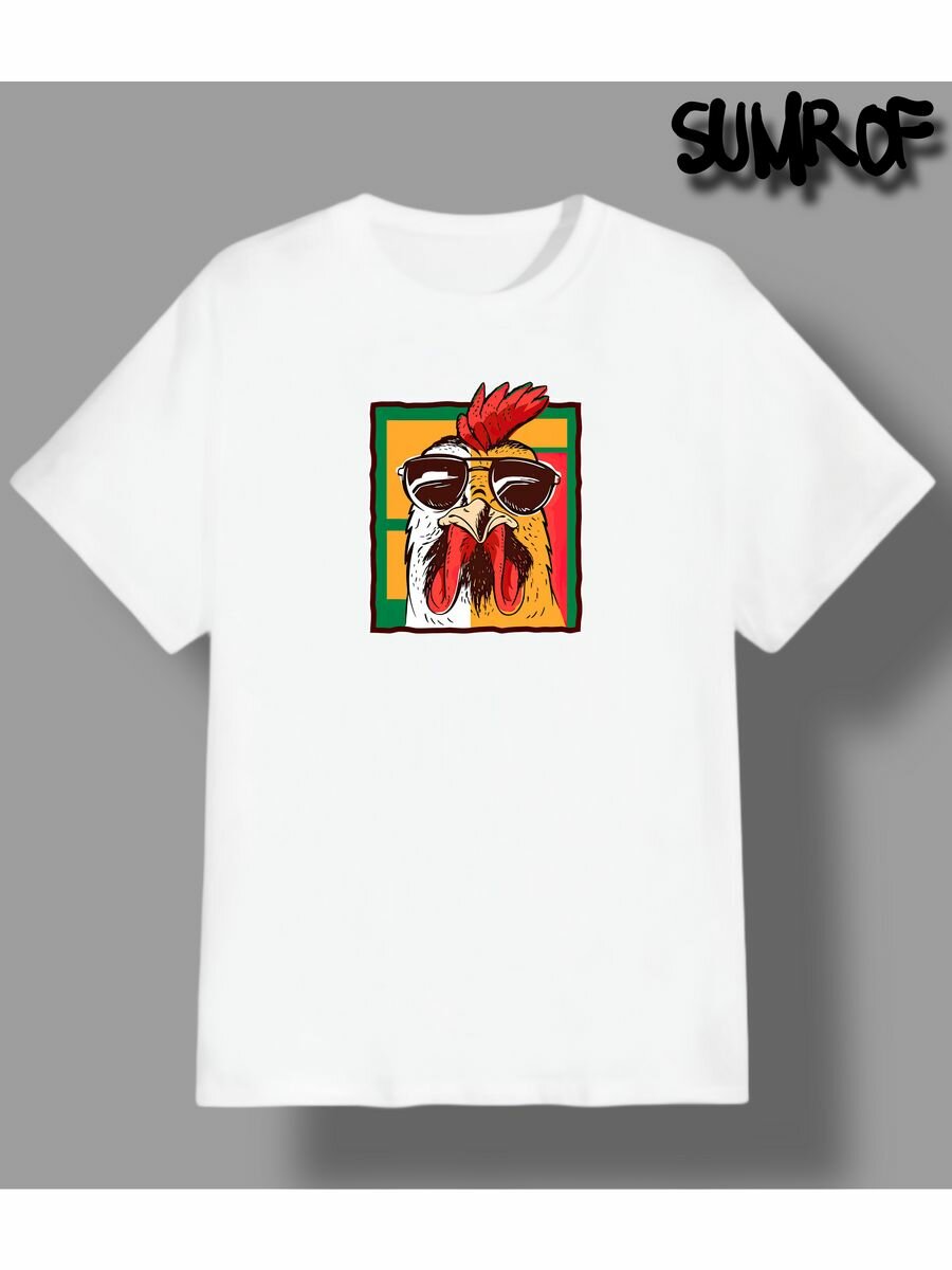 Футболка модная курица в очках