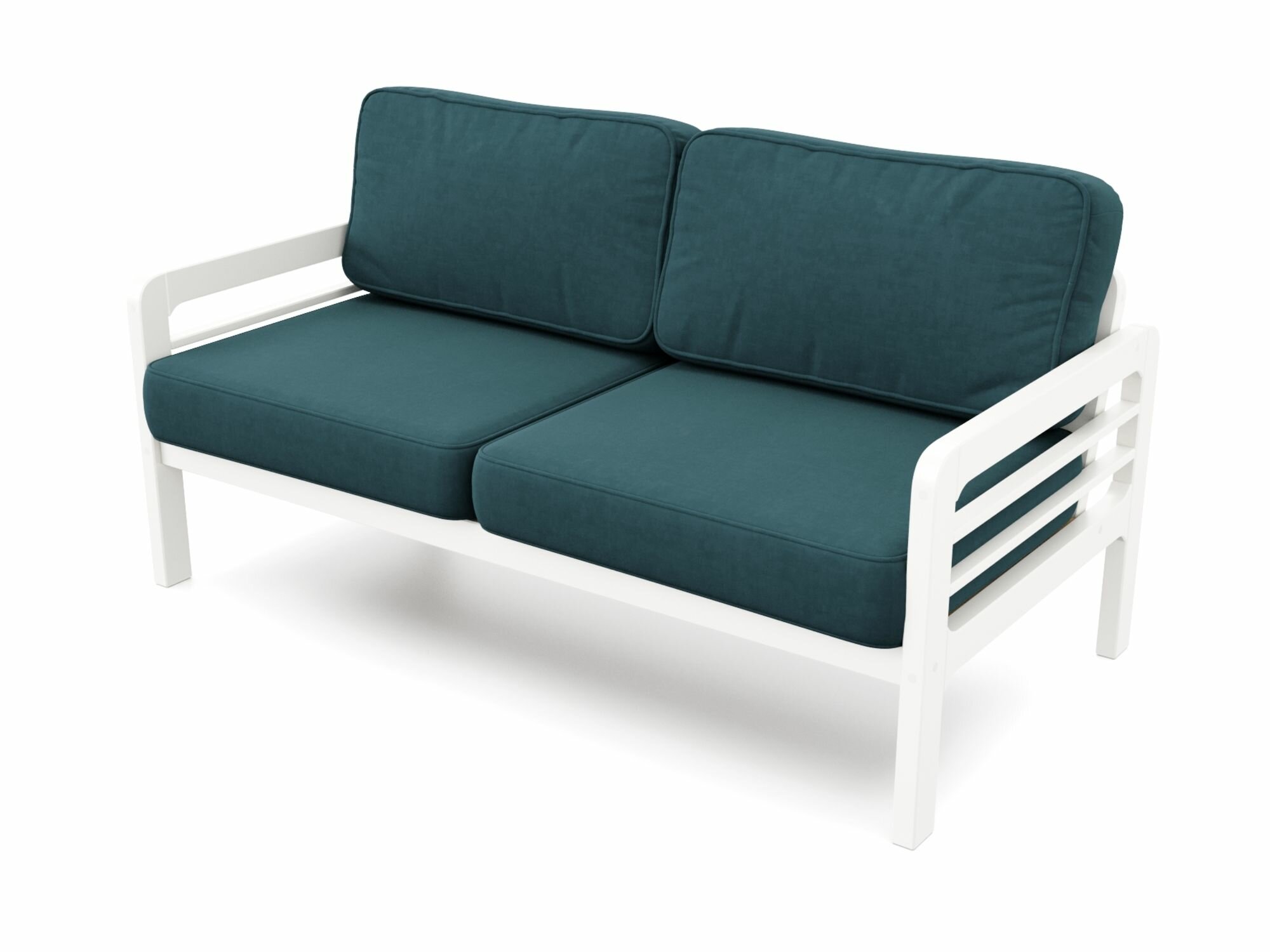 Диван прямой Arsko Бергер-Б, бирюзовый-белая эмаль, велюр, массив дерева, офисный, для кафе и бара, для салона красоты