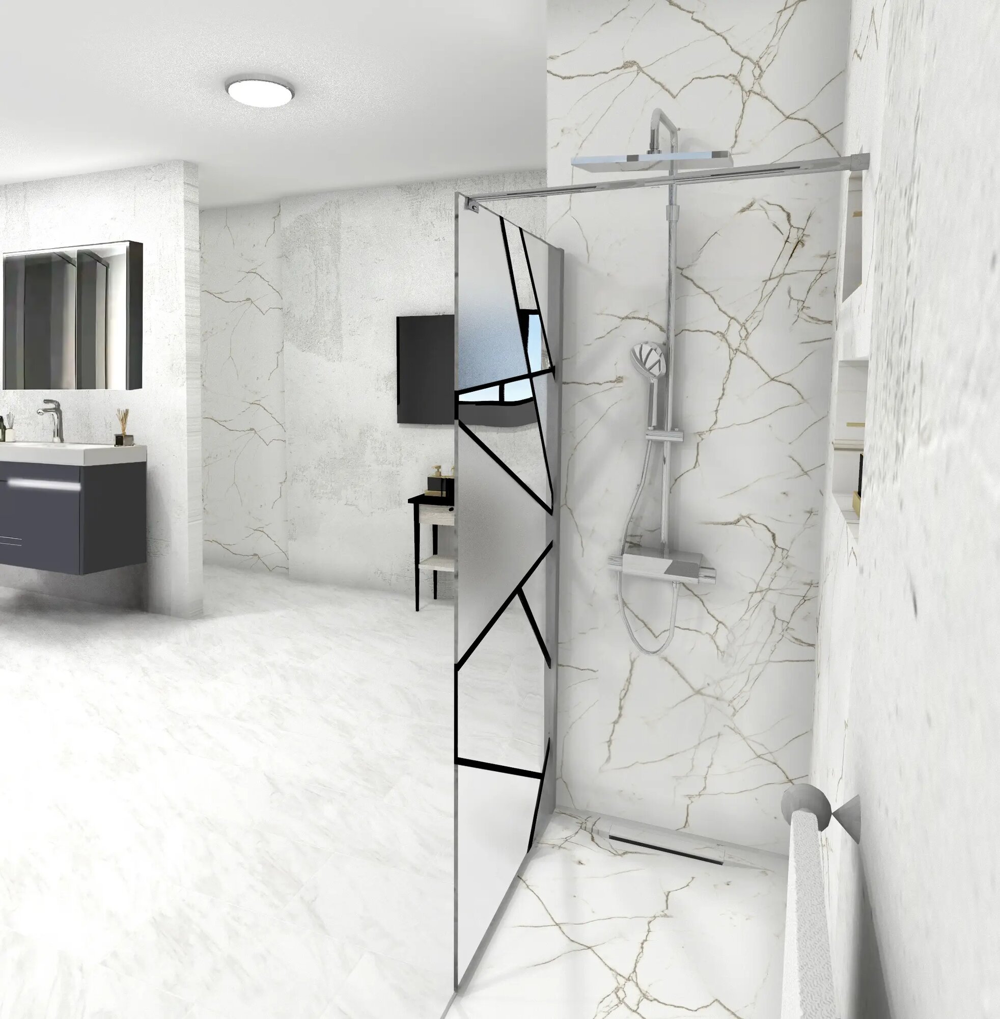 Душевое ограждение Ceruttispa PICK T120 (120x190), стекло 8 мм, матовое с прозрачным