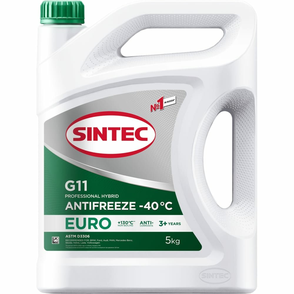Антифриз Sintec Euro G11 зеленый, -40С, 5 кг 990554, из высококачественного