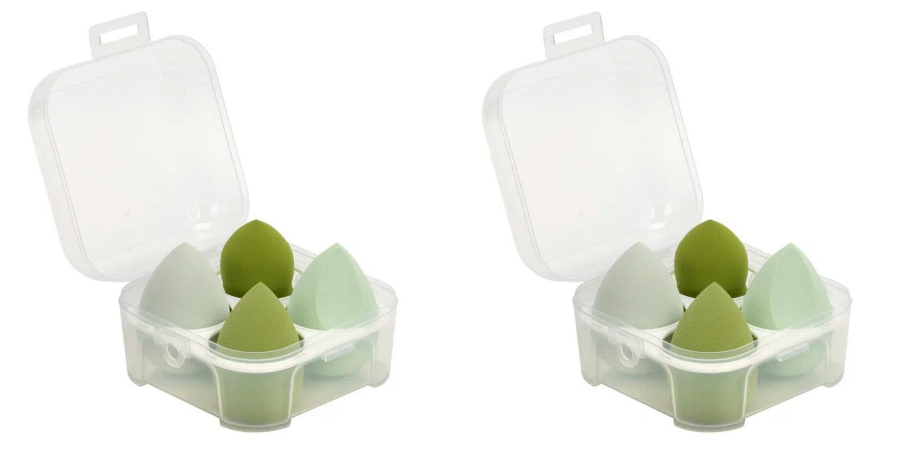 Kristaller Набор спонжей для макияжа микс форм, KG-015, зеленый, 4 шт, 2 уп