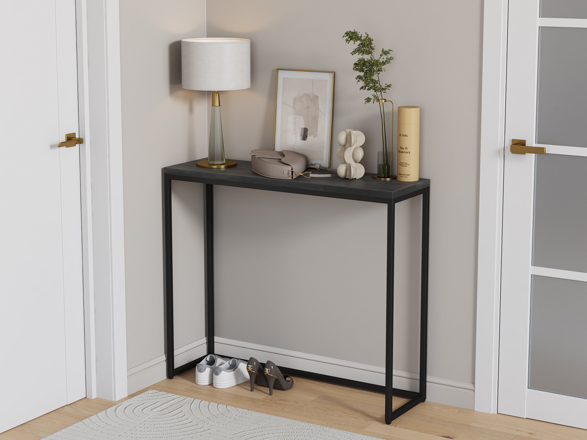 Консоль Айсберг Лофт Черный/северное дерево темное