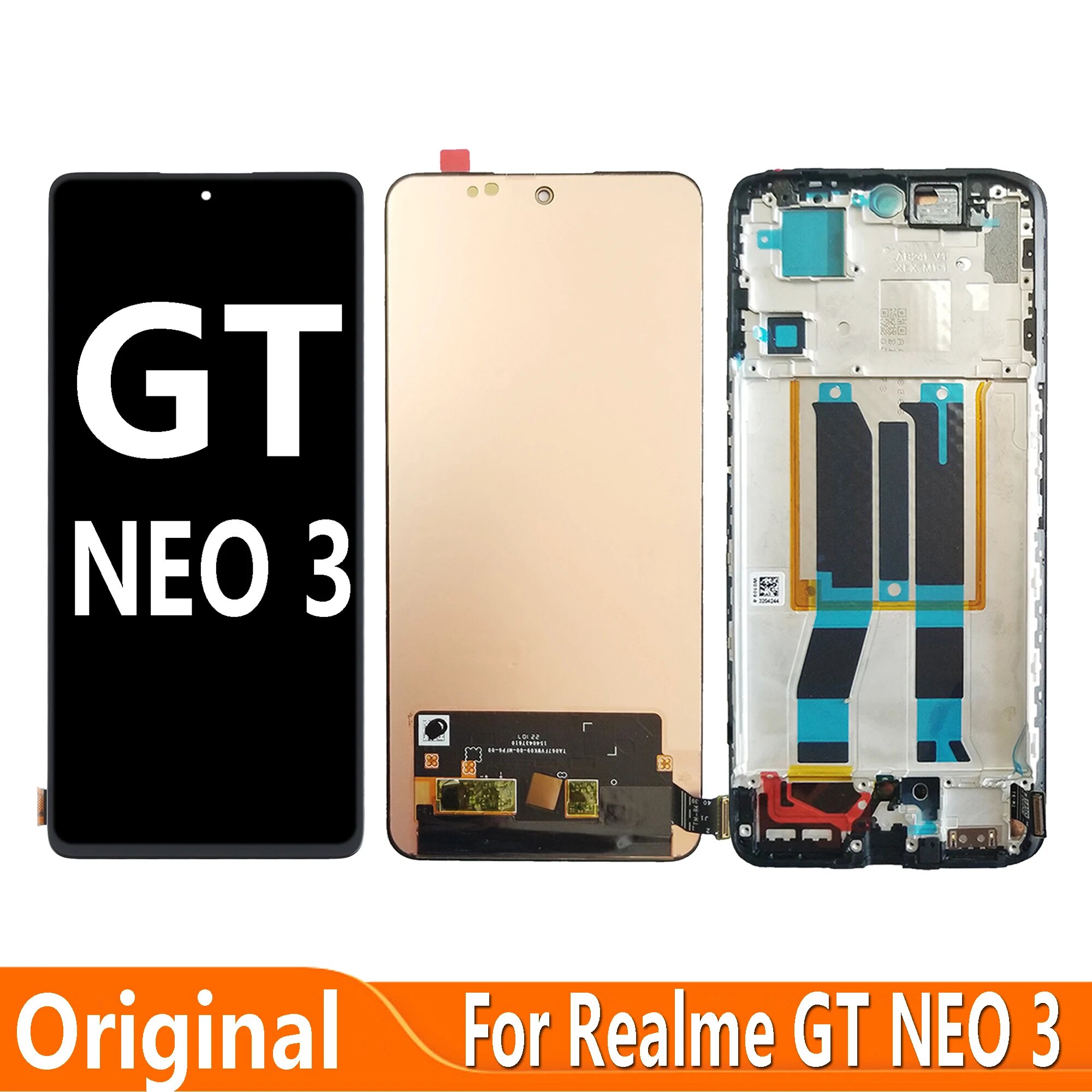 ЖК-дисплей для Realme GT NEO 3 RMX3561 RMX3560 RMX3563 GTNEO3 With Frame
